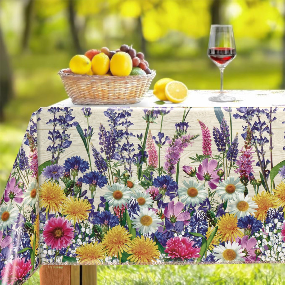 Grøftekant – Voksduk med ville blomster, 140 cm bred – Se mer – Dukernorge