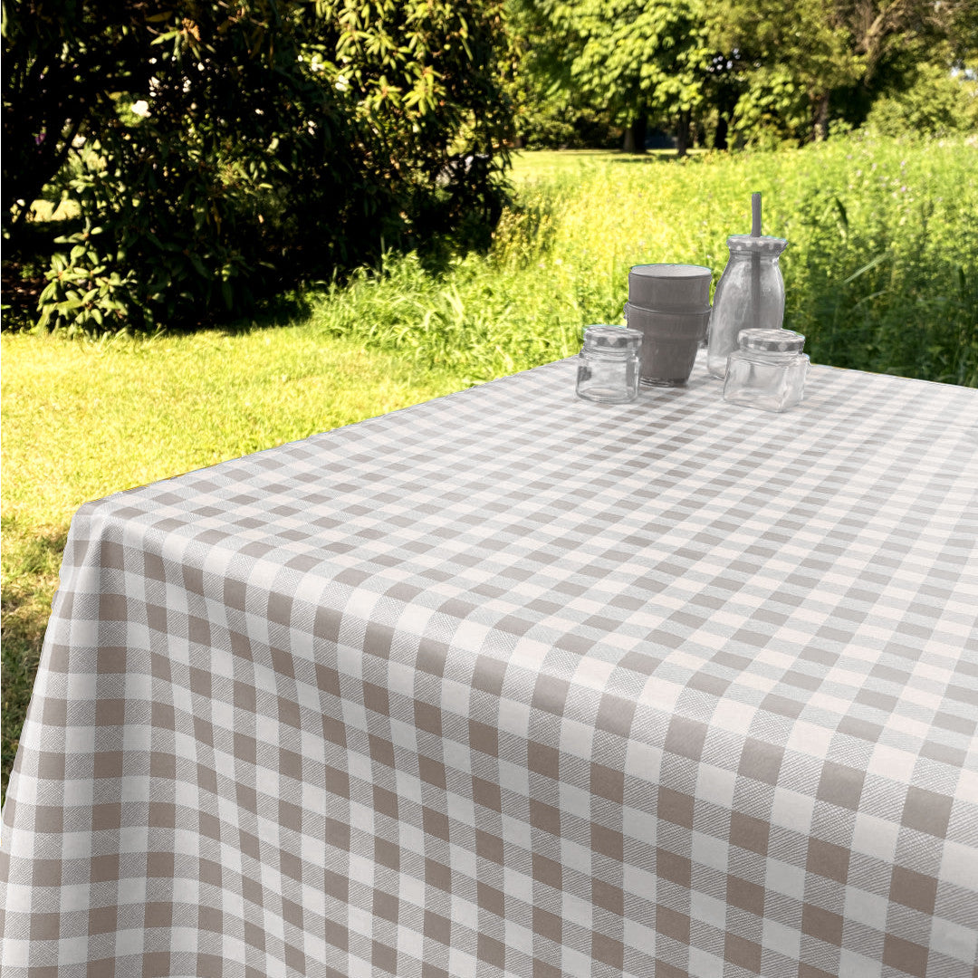 Voksduk med klassiske 1,5 x 1,5 cm ruter – 140 cm bred – grå – Dukernorge